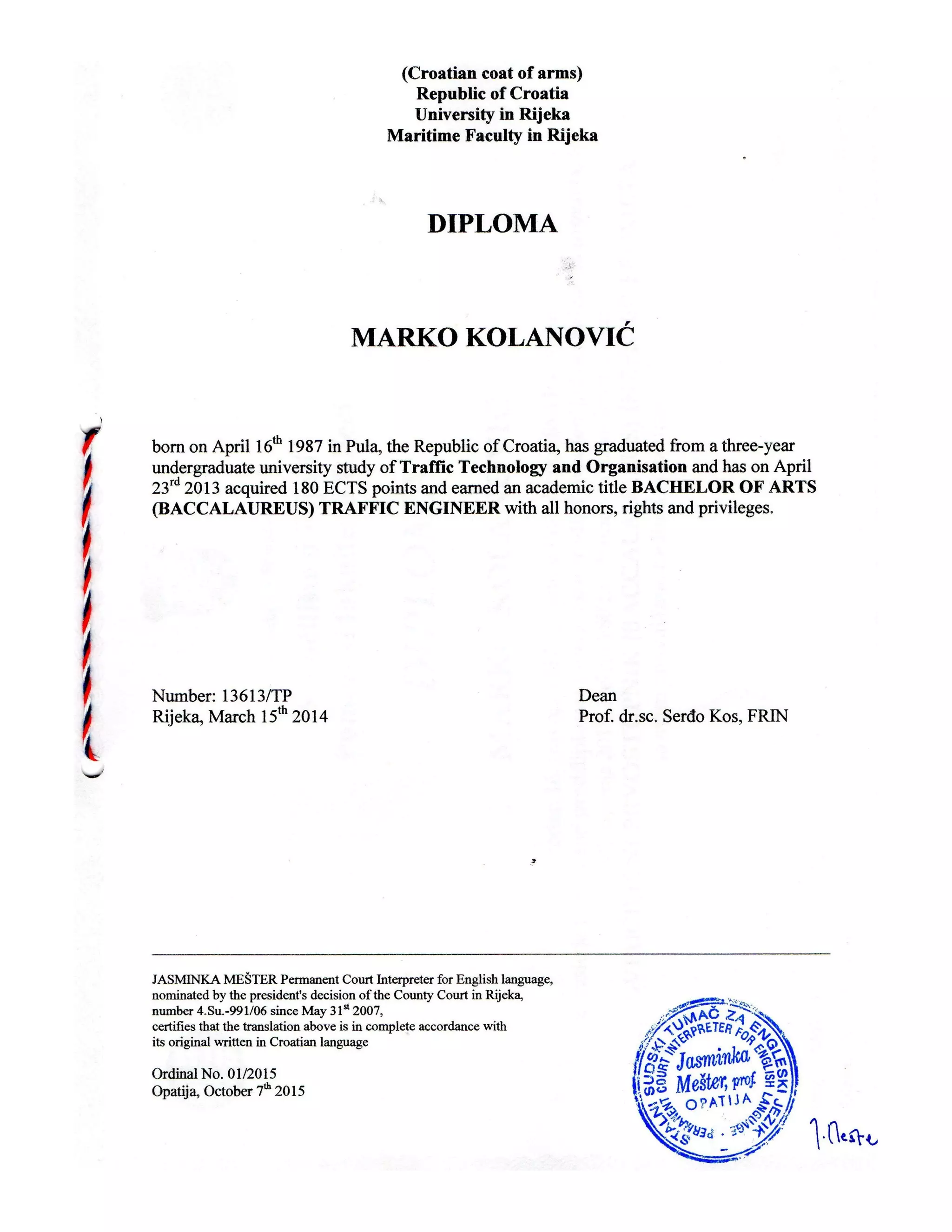 Diploma_eng- Marko Kolanovic | PDF