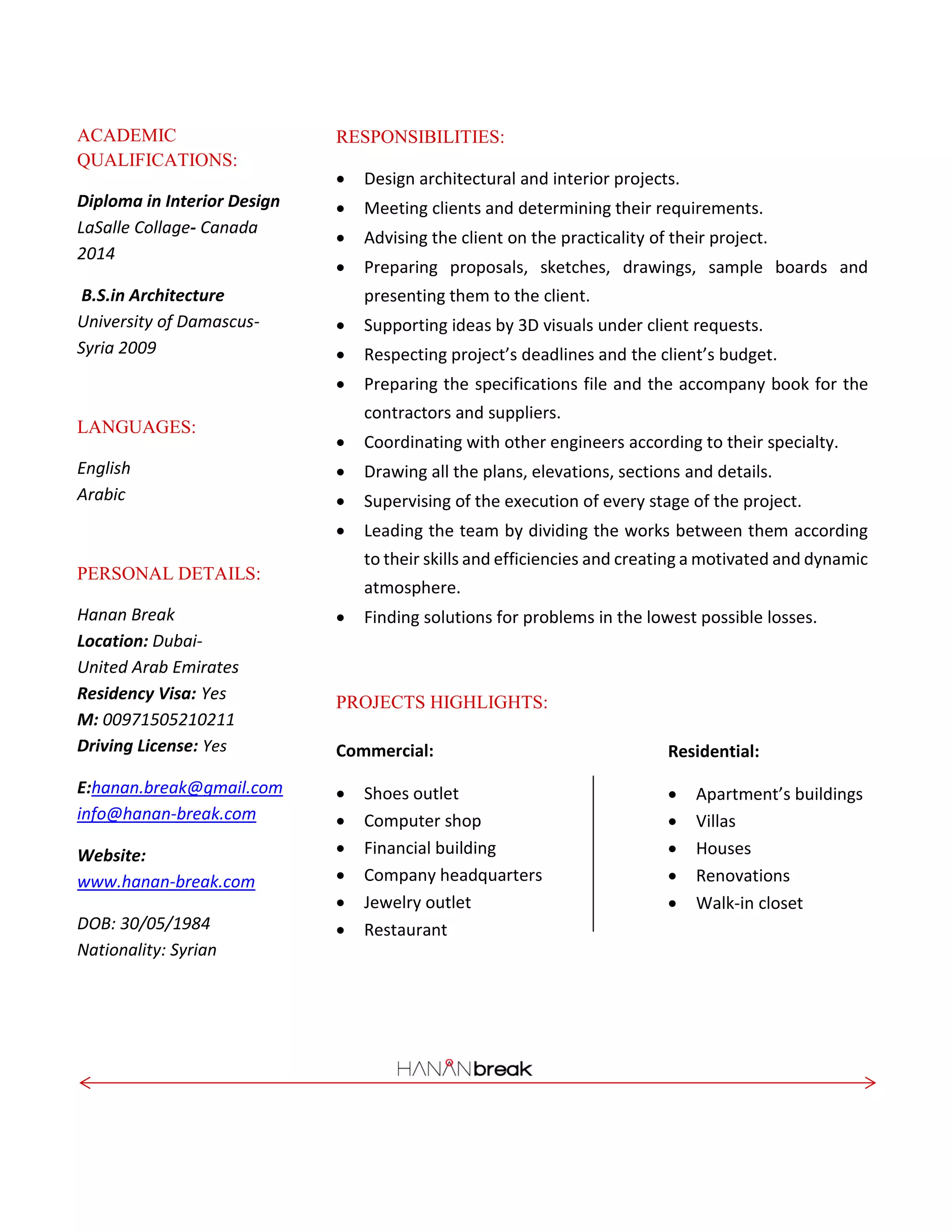 Hanan Break CV | PDF