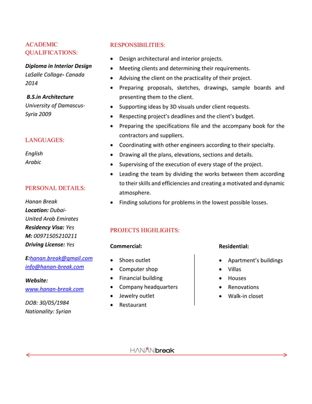 Hanan Break CV | PDF
