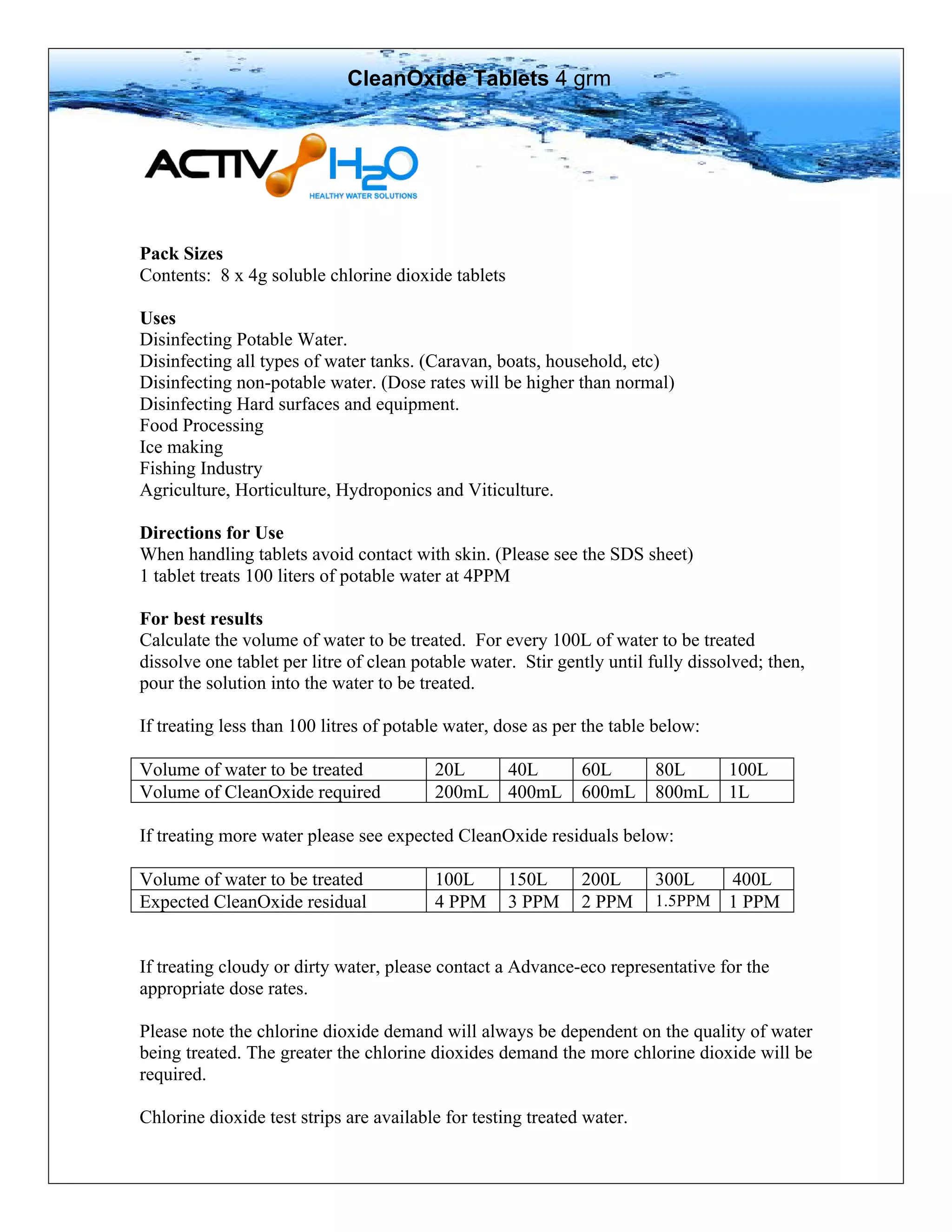 PDS CleanOxide tablet 4grm | PDF