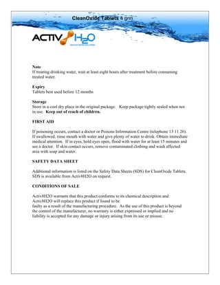PDS CleanOxide tablet 4grm | PDF | Pharmaceutical Drugs | Medical Health