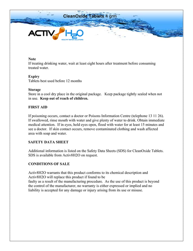 PDS CleanOxide tablet 4grm | PDF