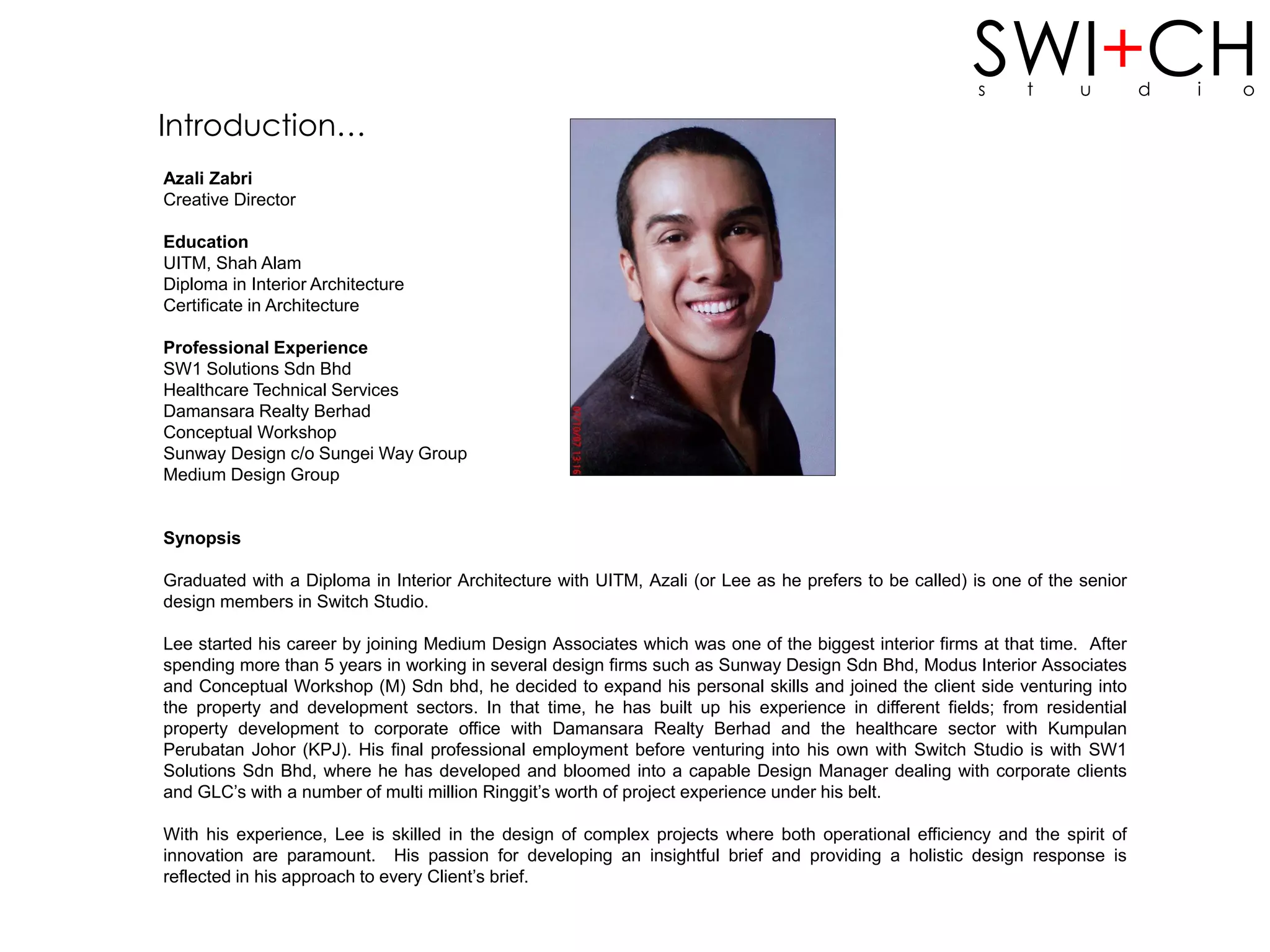 LEE CV_PORTFOLIO V1_DEC2016 | PPT