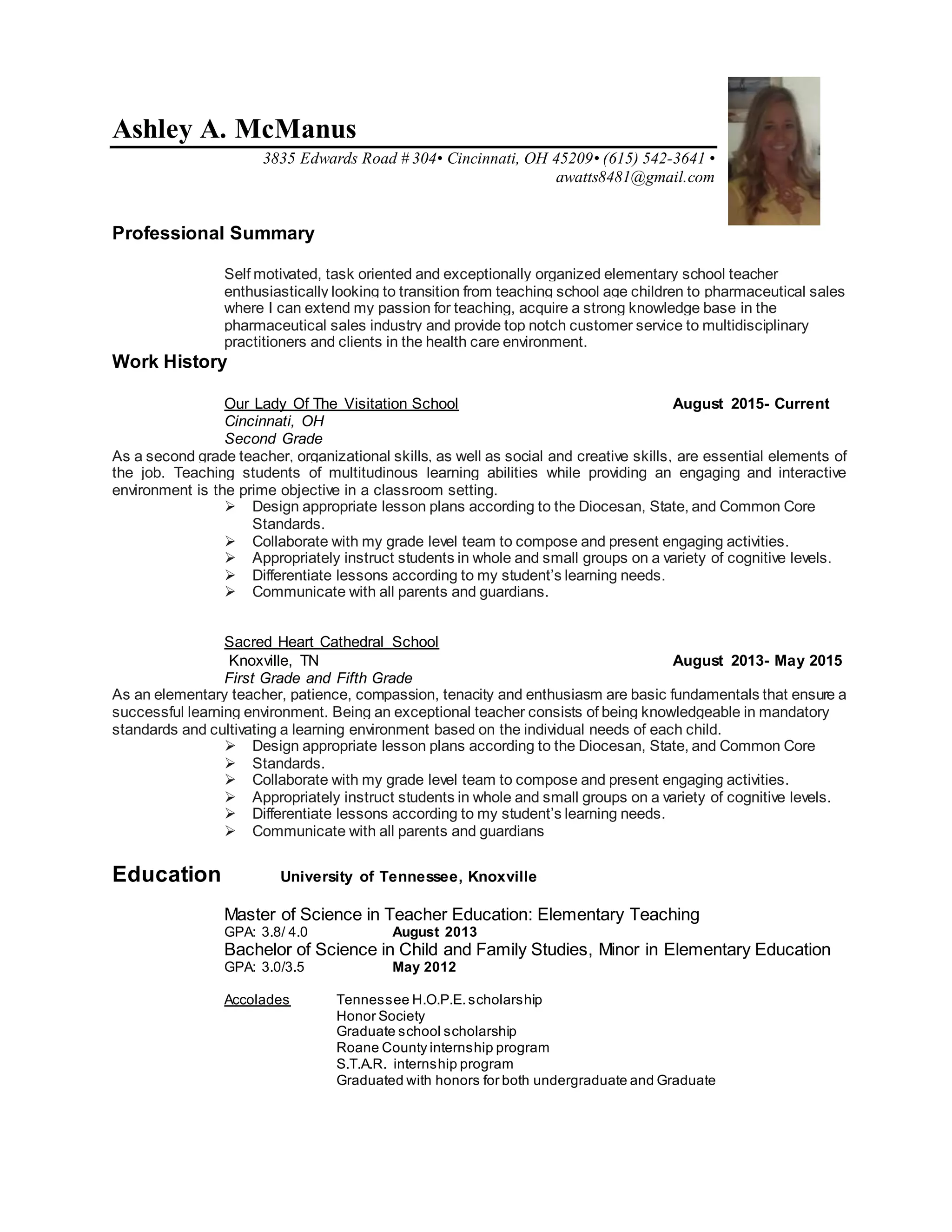 Ashley McManus Pharmacutical Resume 2016 | DOCX