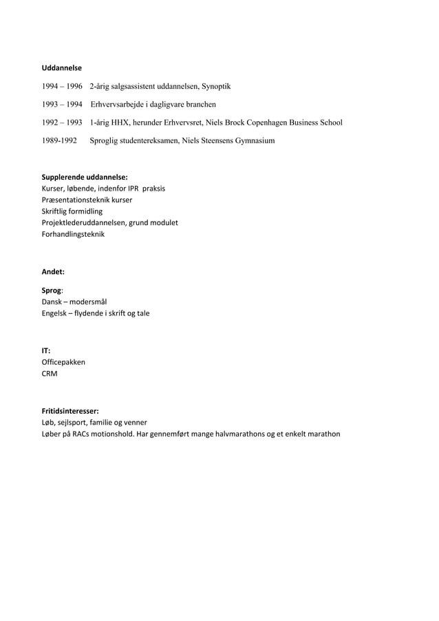 CV Helena Larsen | PDF