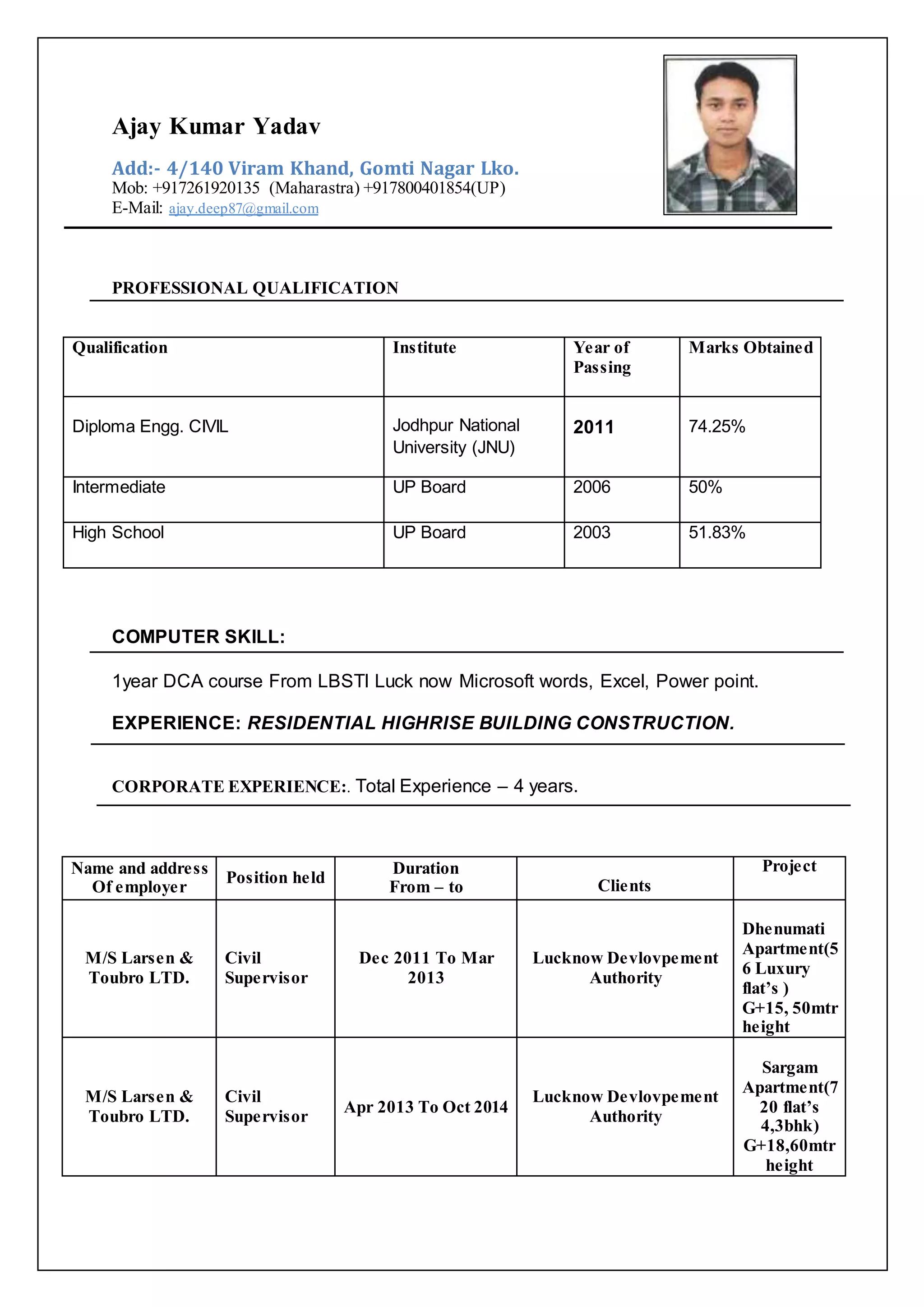 RESUME AJAY DEC 15 | PDF