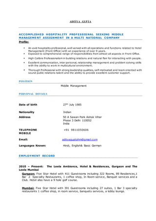Aditya Gupta CV - 1 | DOCX