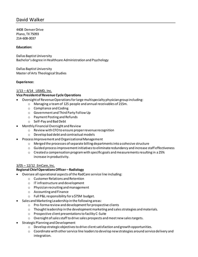 David Walker Resume | PDF
