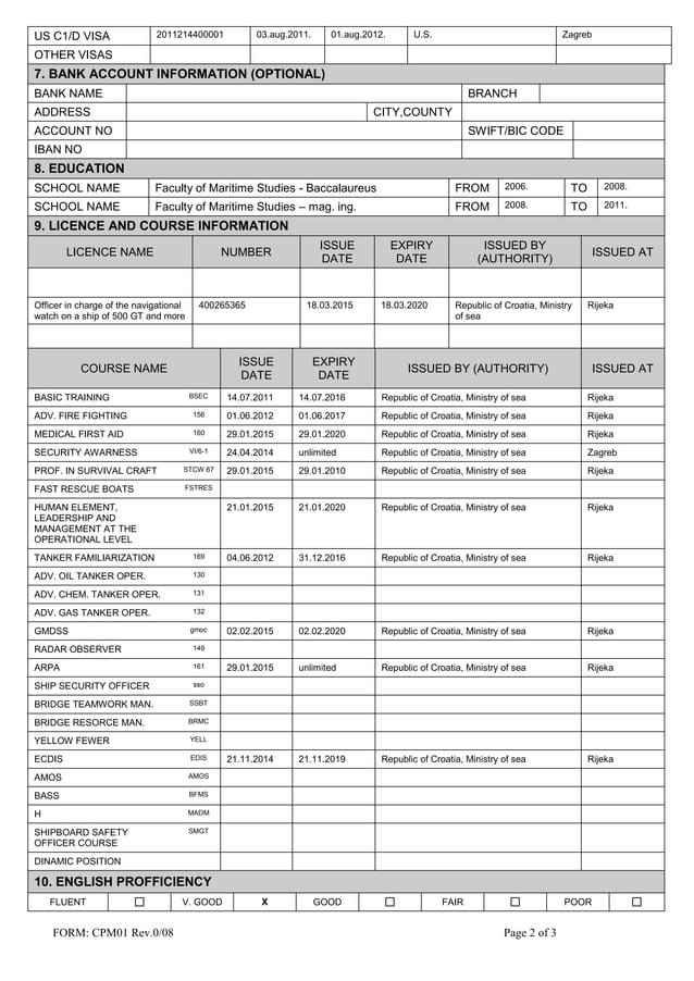 Crew Application Lončarić Igor | PDF