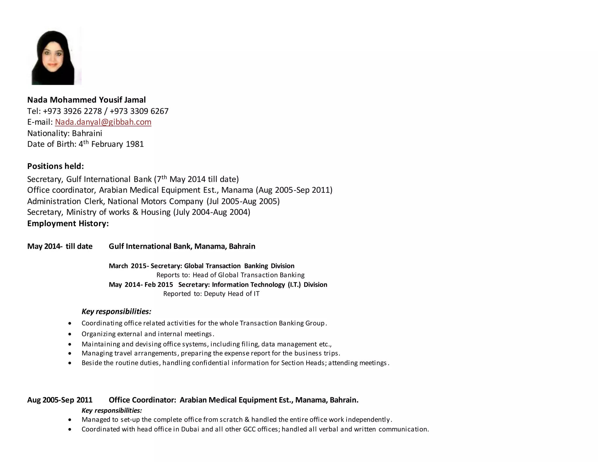 Nada Mohammed CV 2016 | PPT