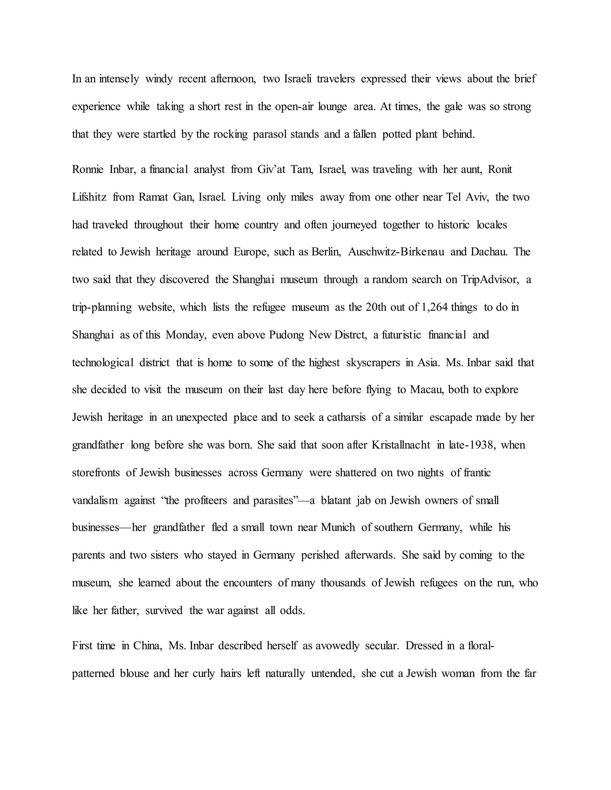 Chen-Shanghai Jewish Refugees Museum Feature | DOCX