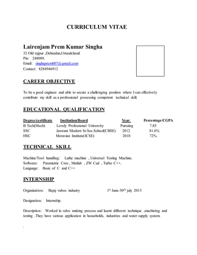 PREM'S CURRICULUM VITAE | DOCX