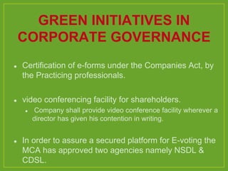 GREEN INITIATIVES IN CORPORATE GOVERNANCE | PPTX