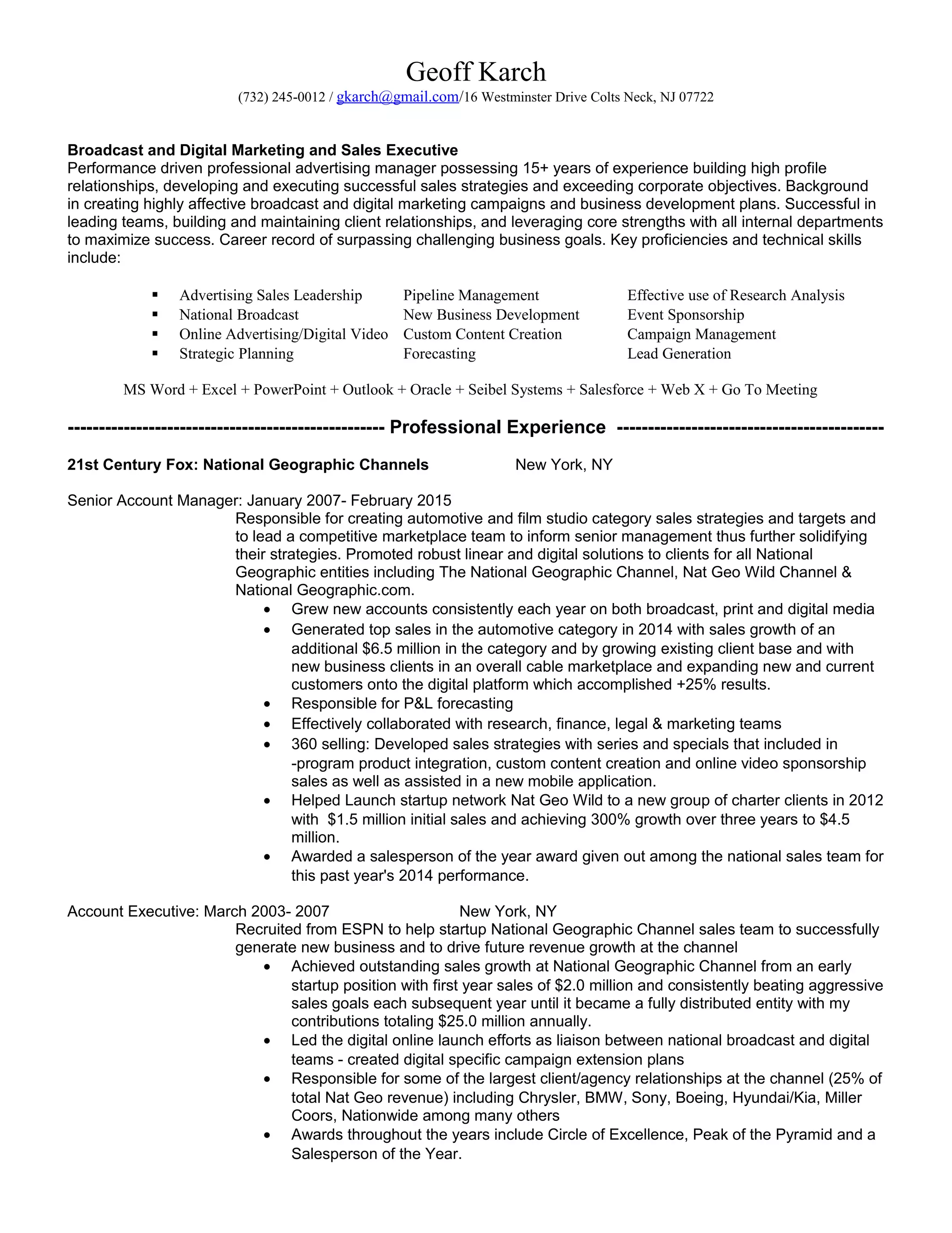 Geoff Karch ResumeDig | PDF