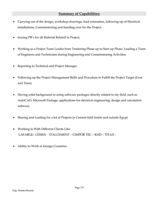 Osama Hussein CV. | PDF | Civil Engineering Industry | Industries