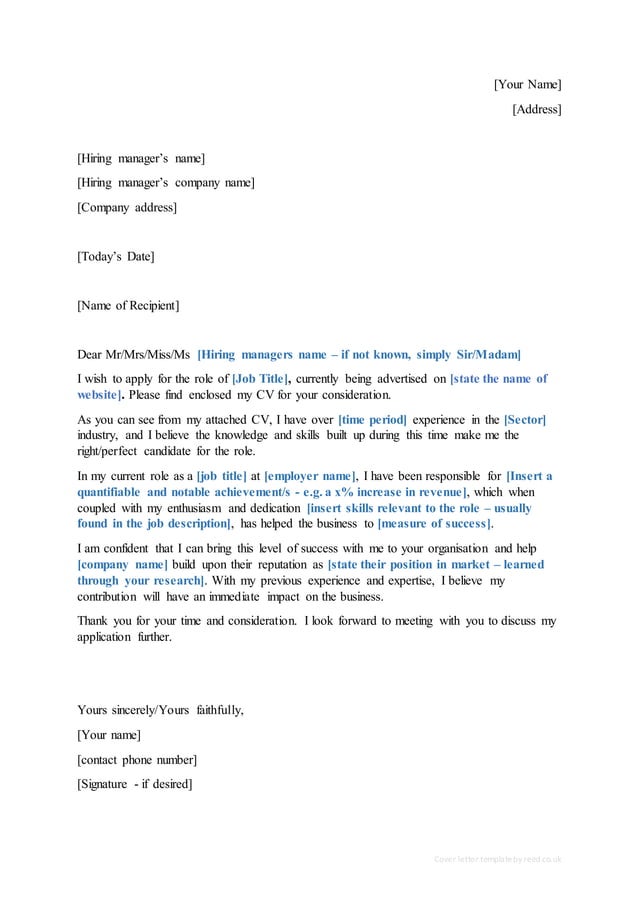 Basic Cover Letter Template 2016 | PDF