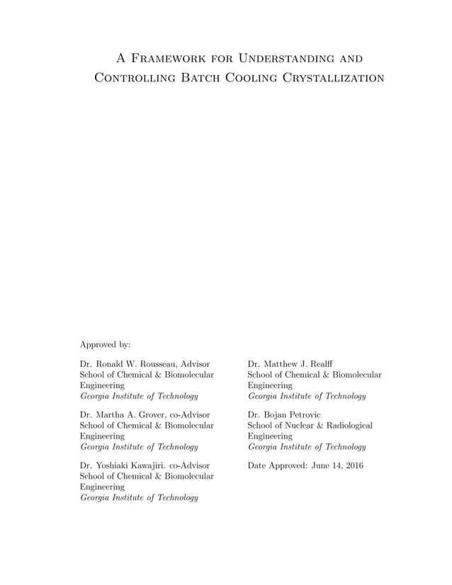 A Framework for Understanding and Controlling Batch Cooling Crystallization | PDF