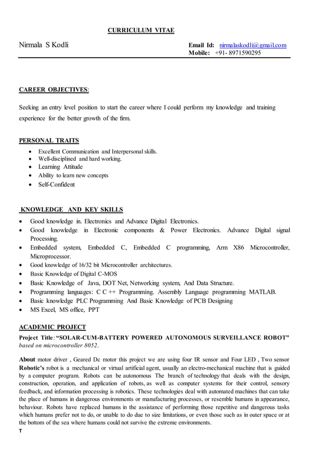 Nirmala S Kodli @ Resume 1 | PDF