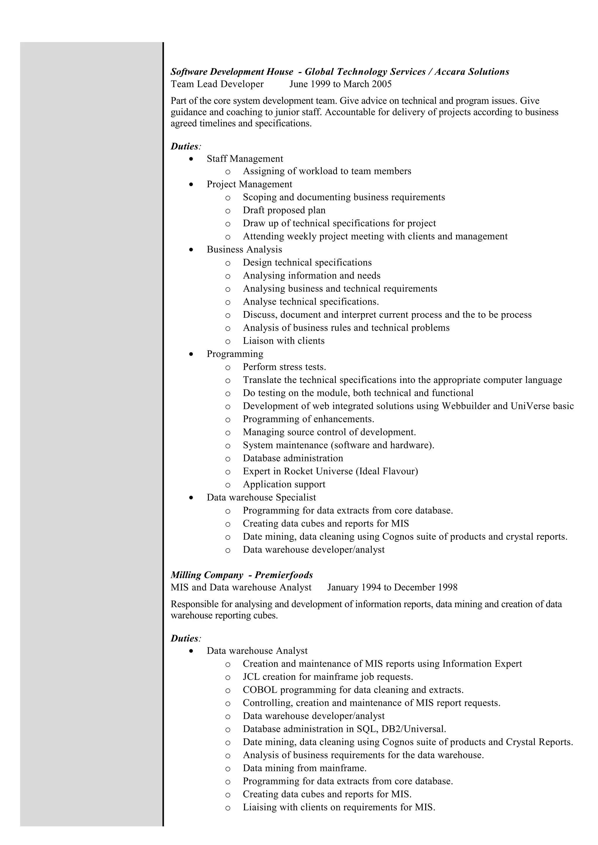 CV Martin Groenewald Pro Project Manager | DOC