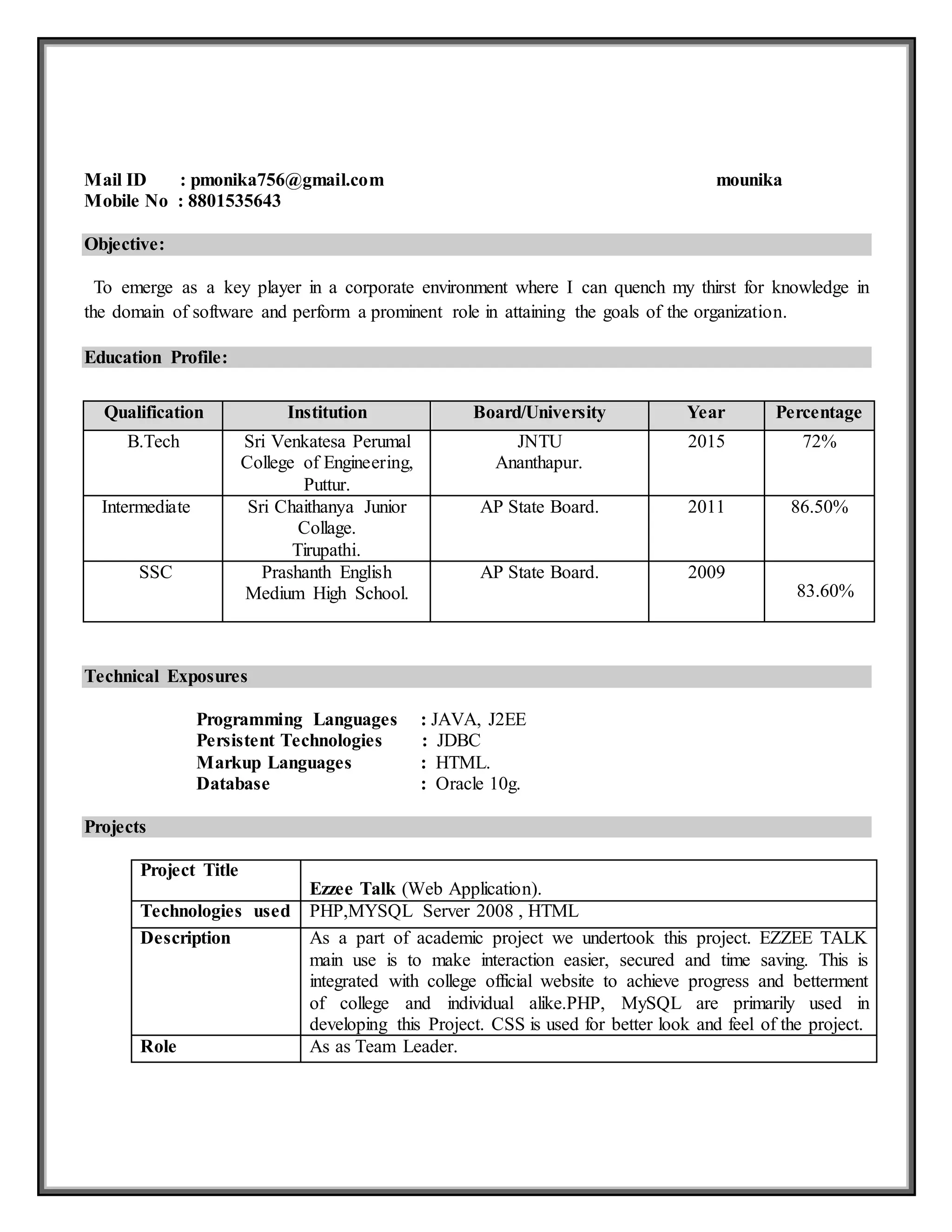 Resume | DOCX | Computing | Technology & Computing