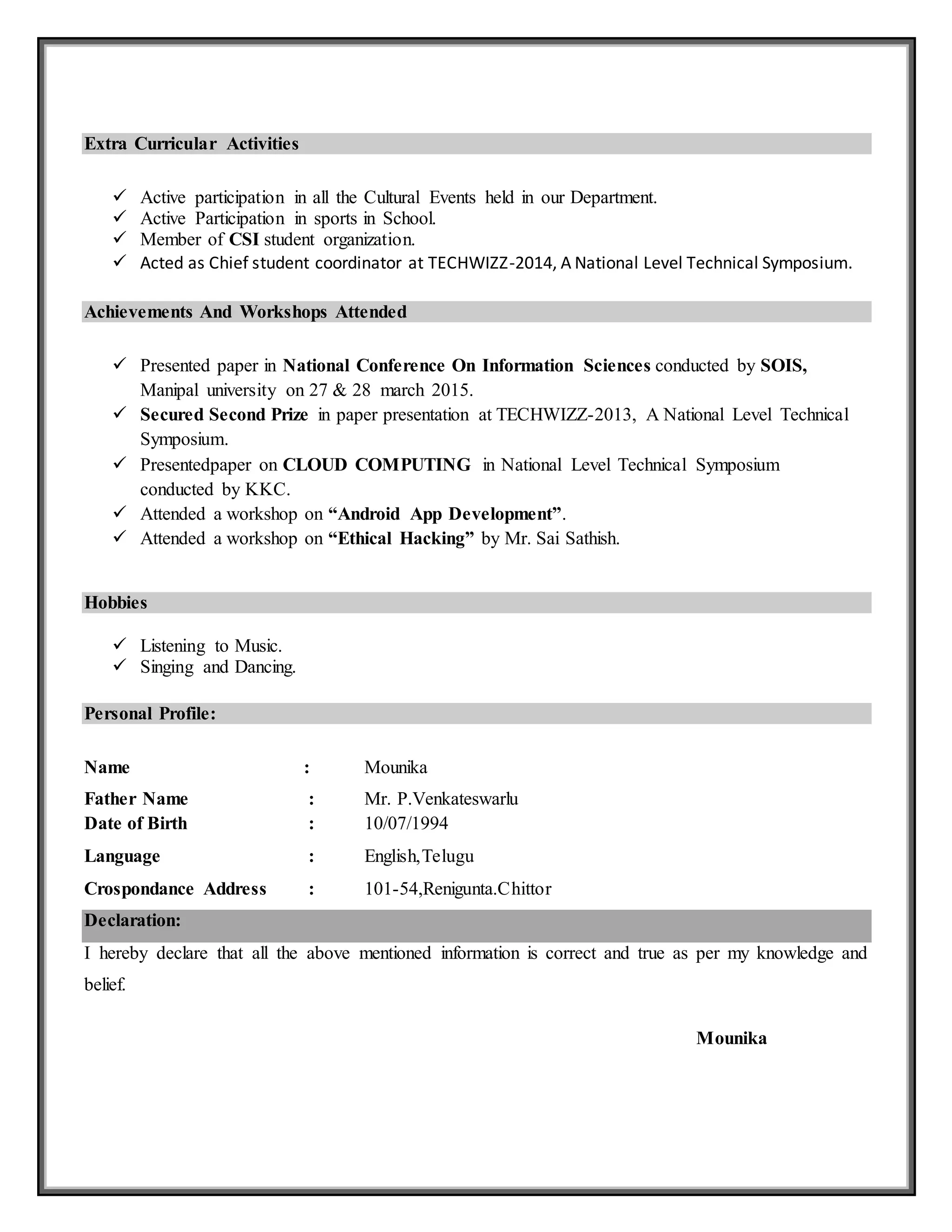 Resume | DOCX | Computing | Technology & Computing