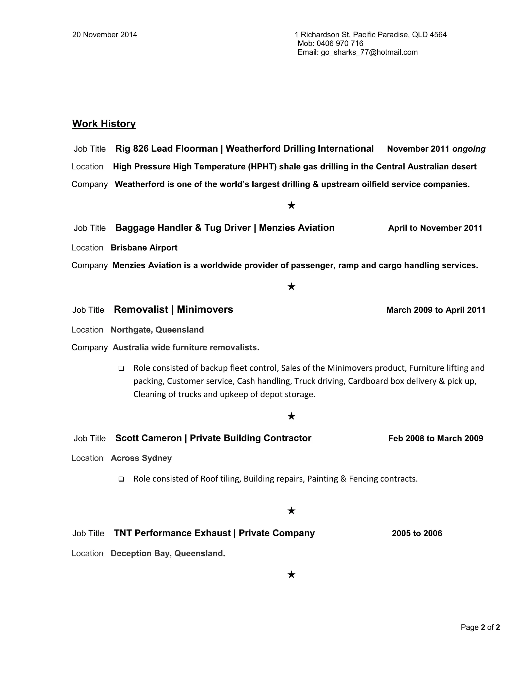 Nathan Phillips Lead Floorman resume Nov 2014 | PDF