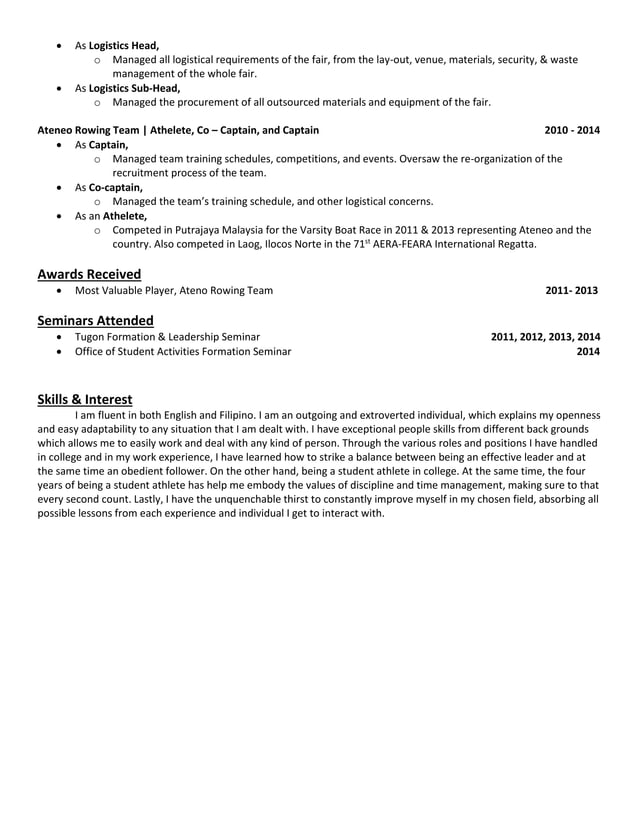 Resume_Solomon, Victor Angelo | PDF | Rowing | Sports