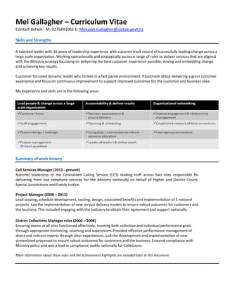 M Gallagher curriculum vitae | PDF