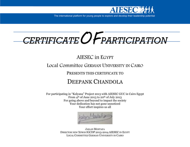 certificate_aiesec | PDF