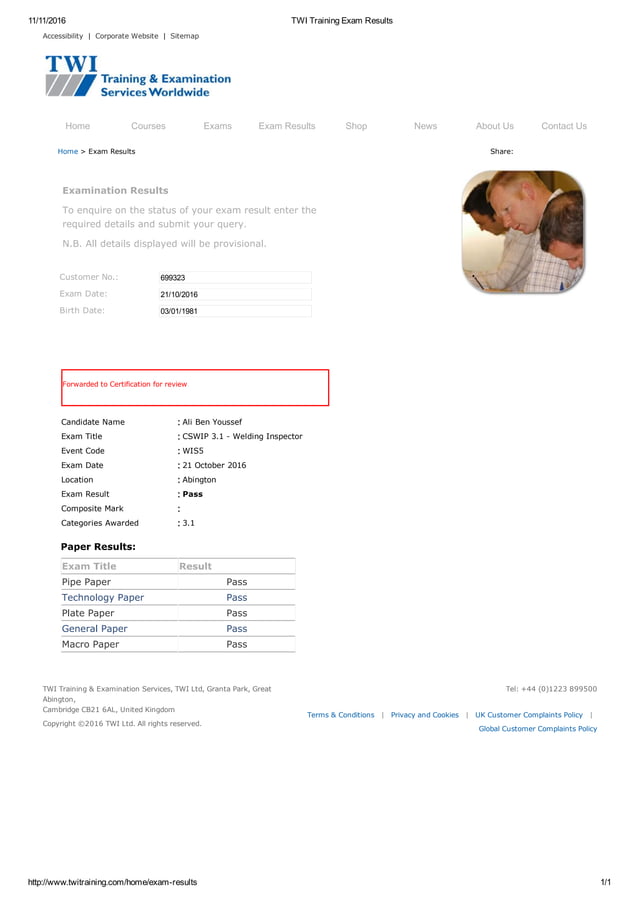 TWI Training Exam Results | PDF
