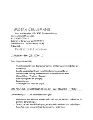 CV Moira Ceulemans | DOC