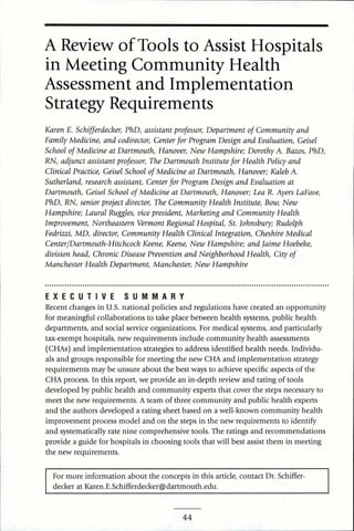 Schifferdecker tools for community assessment 1-2016 | PDF