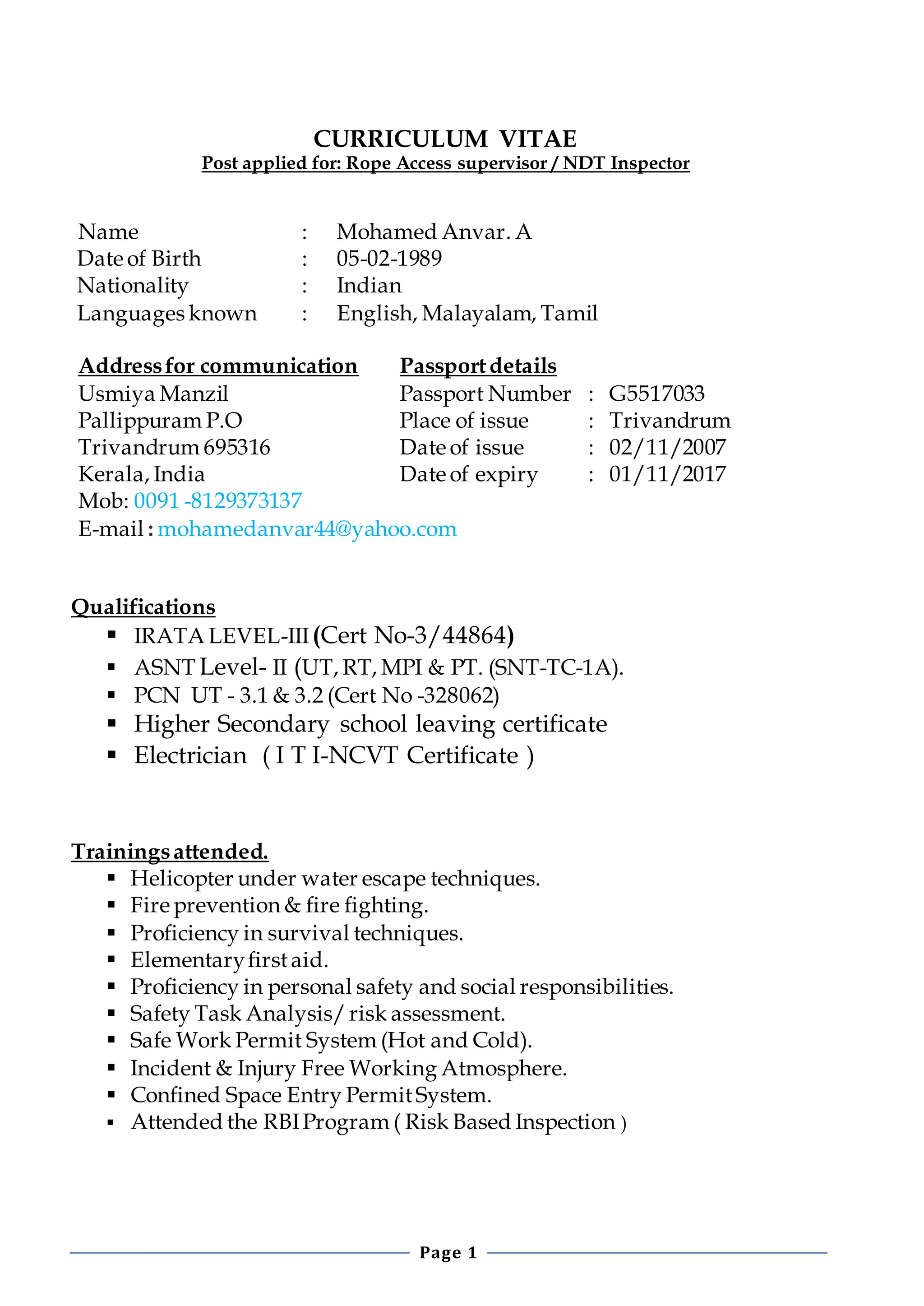 Updated CV 2015 Mohamed Anvar | PDF