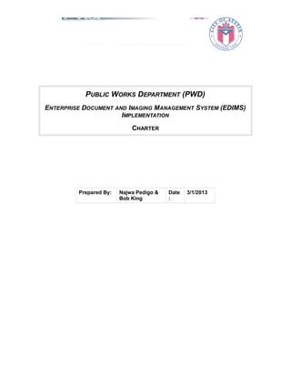 PWD Project Charter-Final Draft 3-5-2013 | PDF