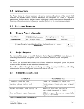 PWD Project Charter-Final Draft 3-5-2013 | PDF