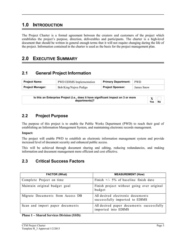 PWD Project Charter-Final Draft 3-5-2013 | PDF