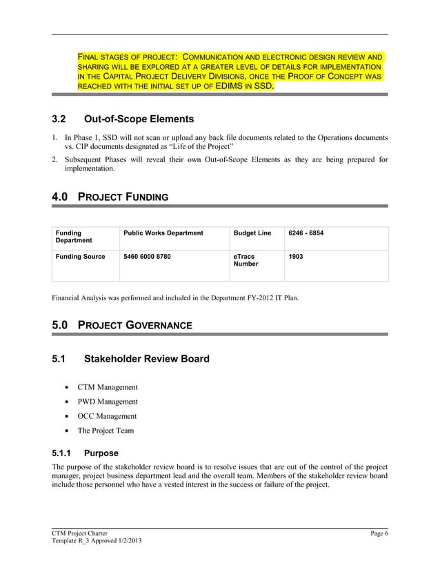 PWD Project Charter-Final Draft 3-5-2013 | PDF