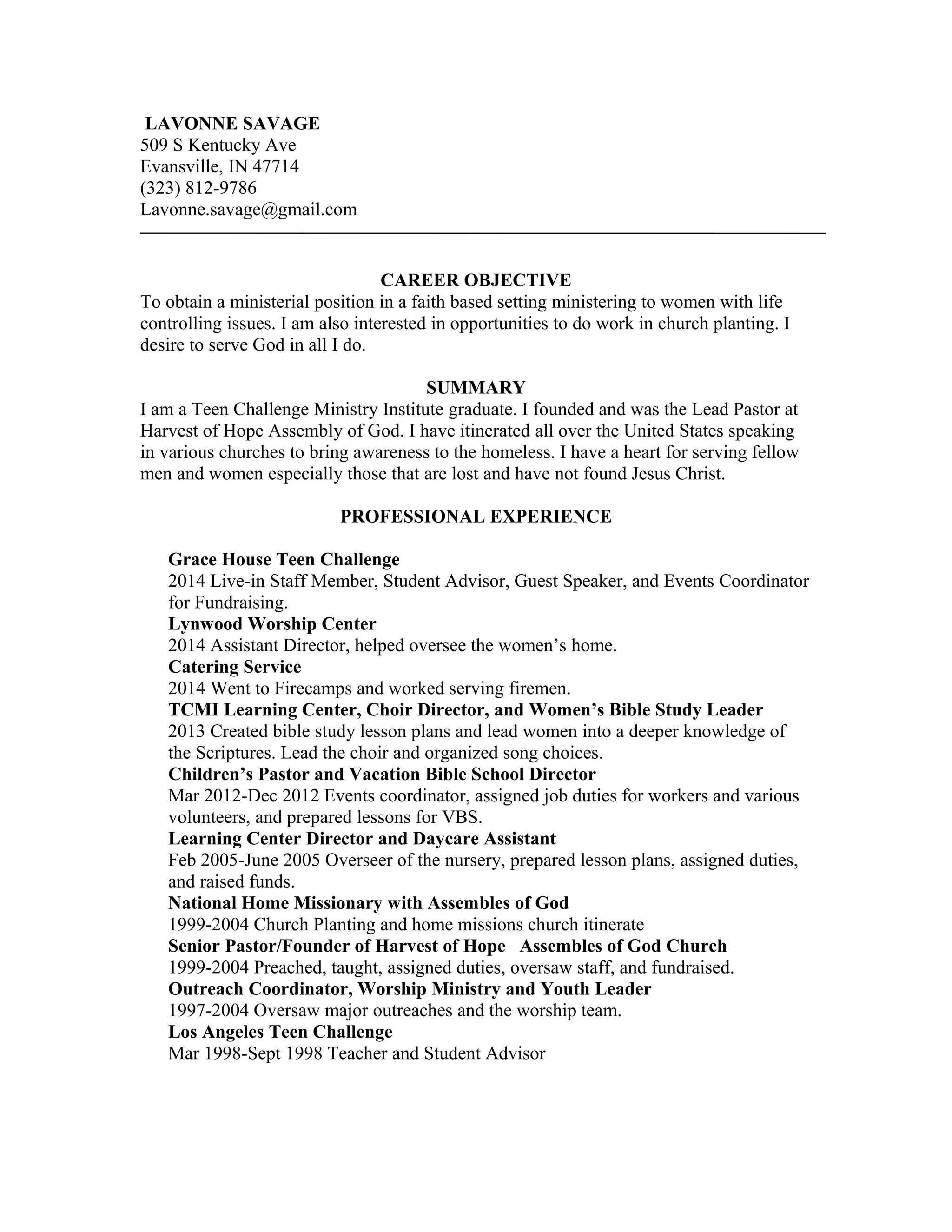 LAVONNE SAVAGE | DOC