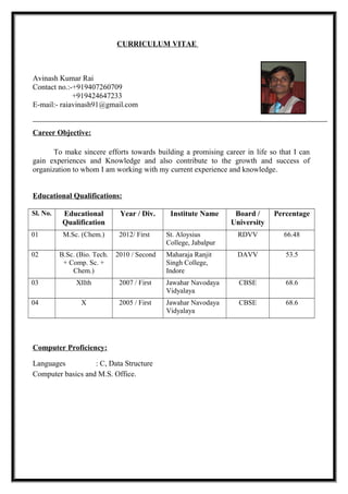 Avinash Rai Resume | DOC