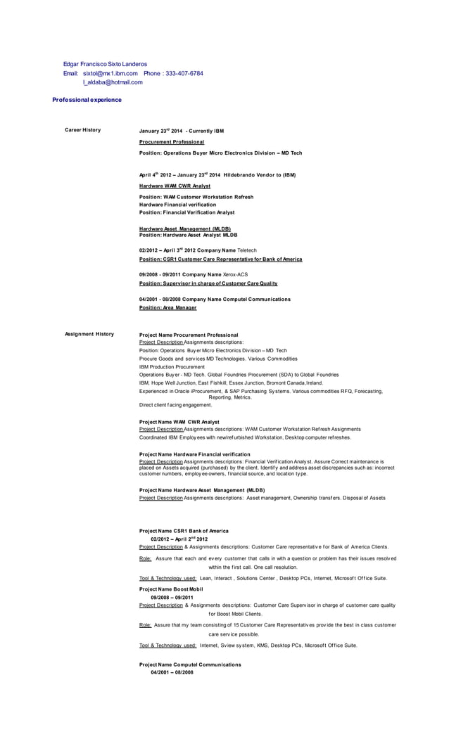 Edgar Francisco Sixto Landeros CV 2016 | PDF
