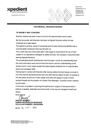 HR manager letter or recommendation | PDF