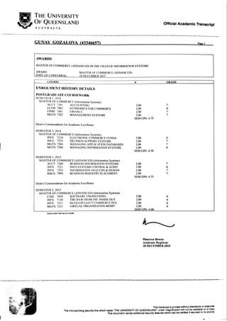 Official Academic Transcript | PDF