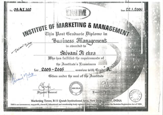 MBA IMM Certificate | PDF