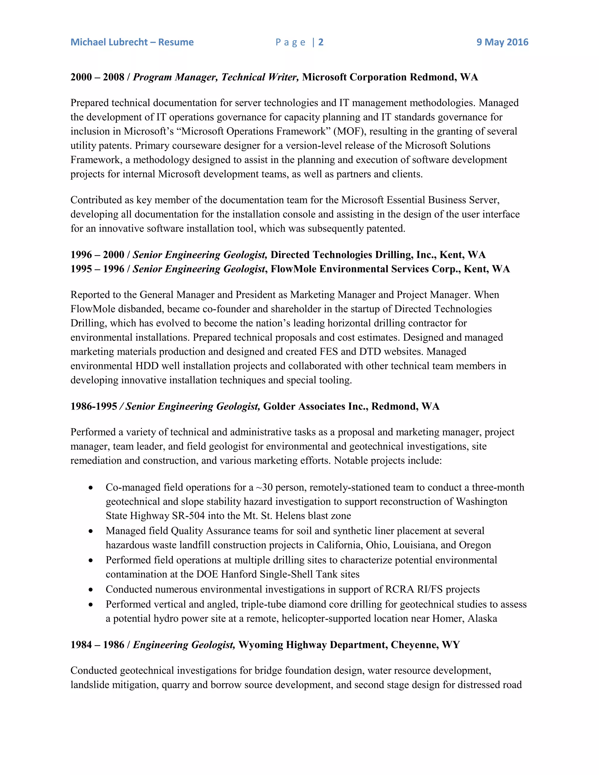 Resume - Michael D Lubrecht | PDF