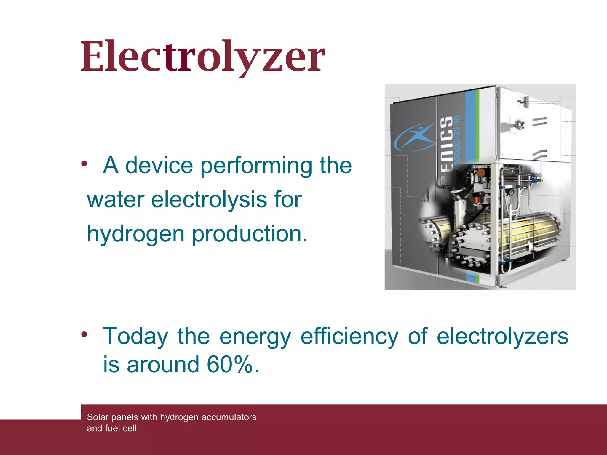 Design of solar panels system with hydrogen accumulators and fuel cell ...
