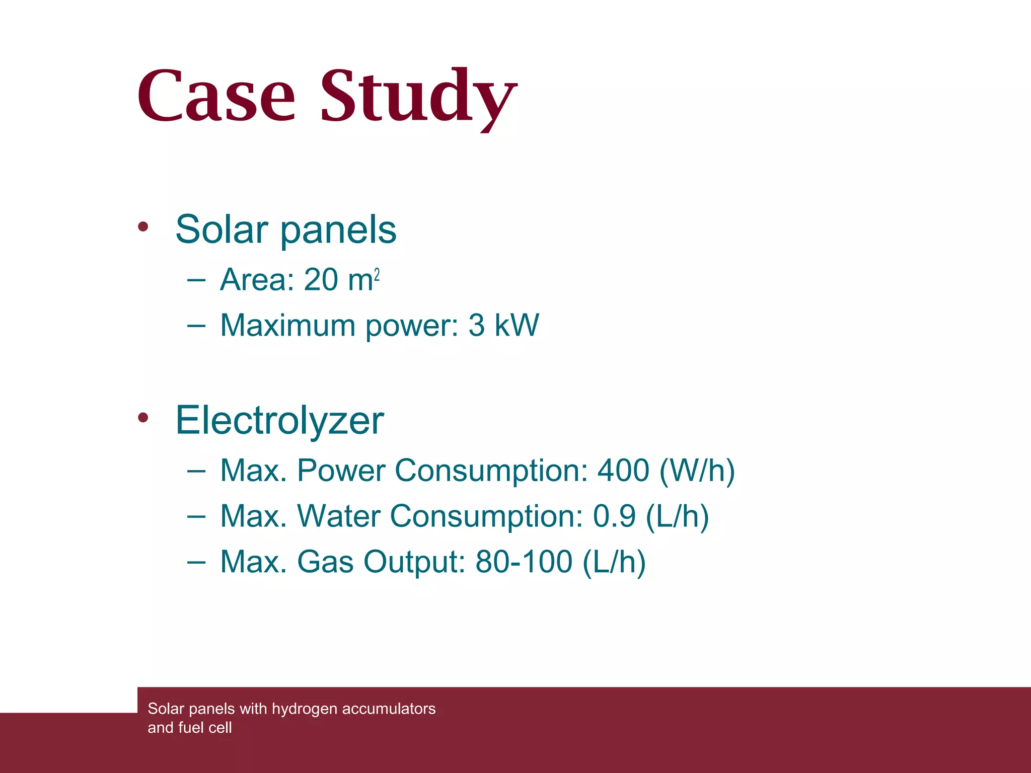 Design of solar panels system with hydrogen accumulators and fuel cell ...