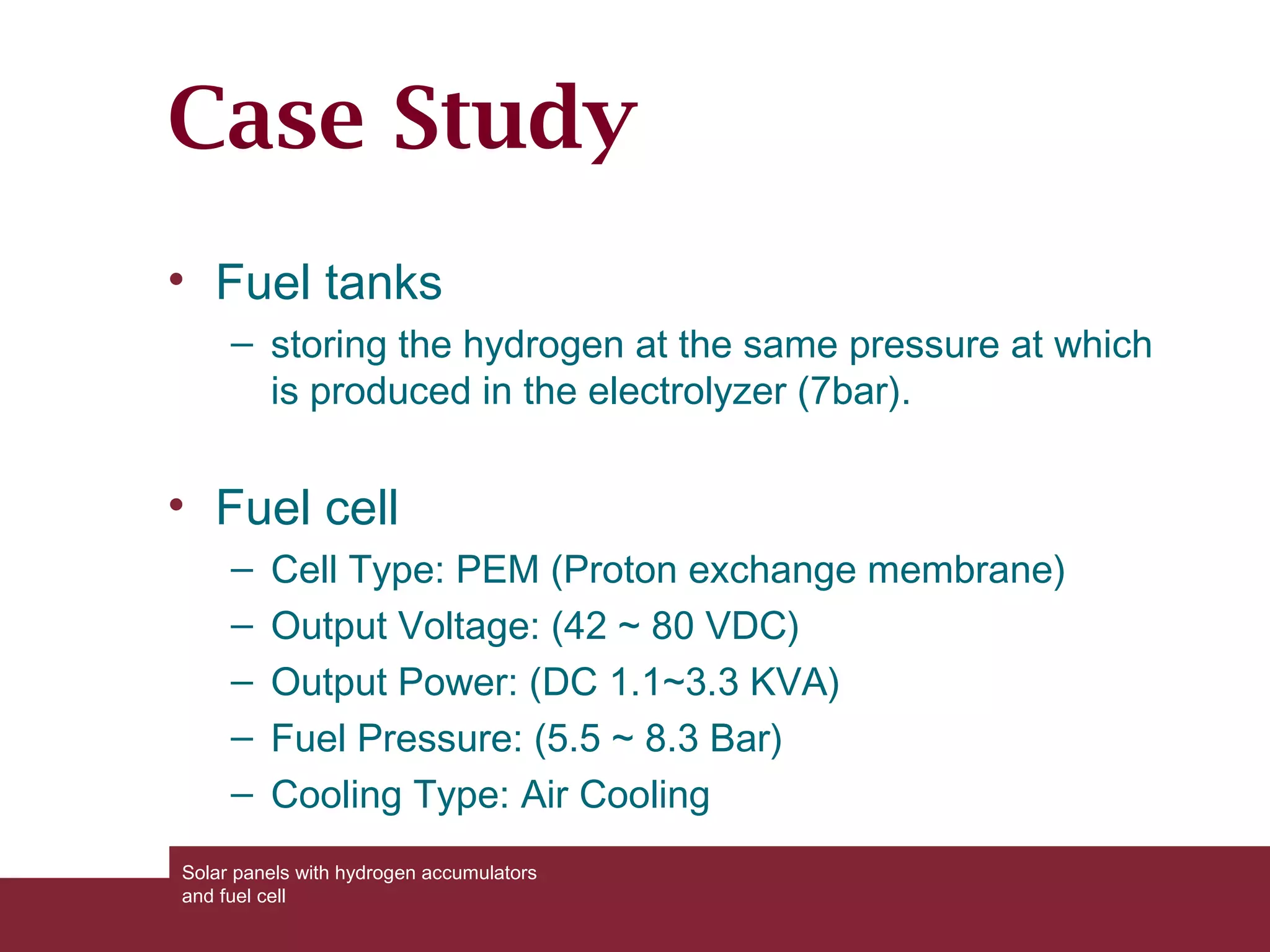 Design of solar panels system with hydrogen accumulators and fuel cell ...
