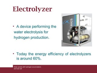 Design of solar panels system with hydrogen accumulators and fuel cell ...