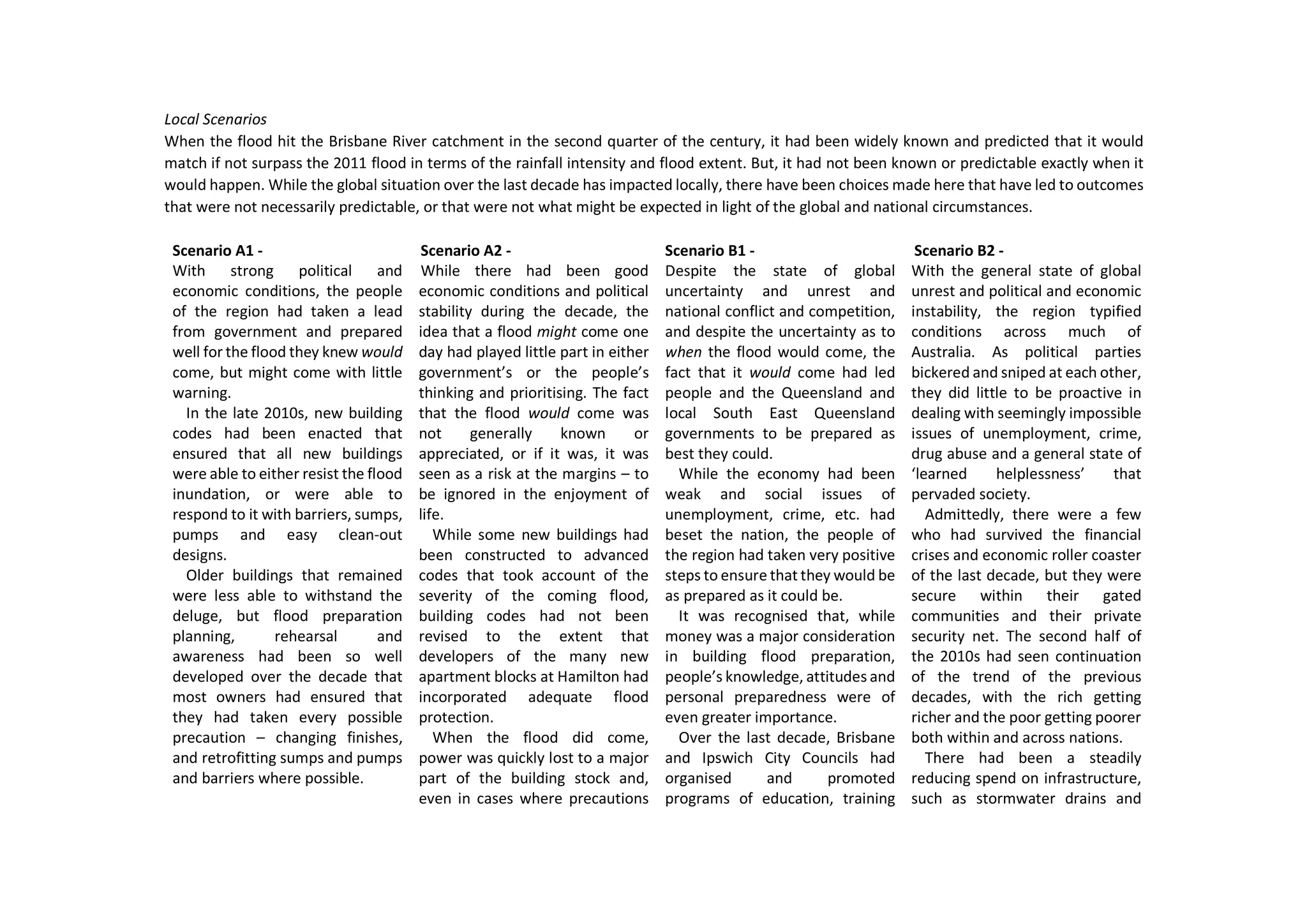 Brisbane Flood Hypothetical - Scenarios for 2025 and beyond | PDF