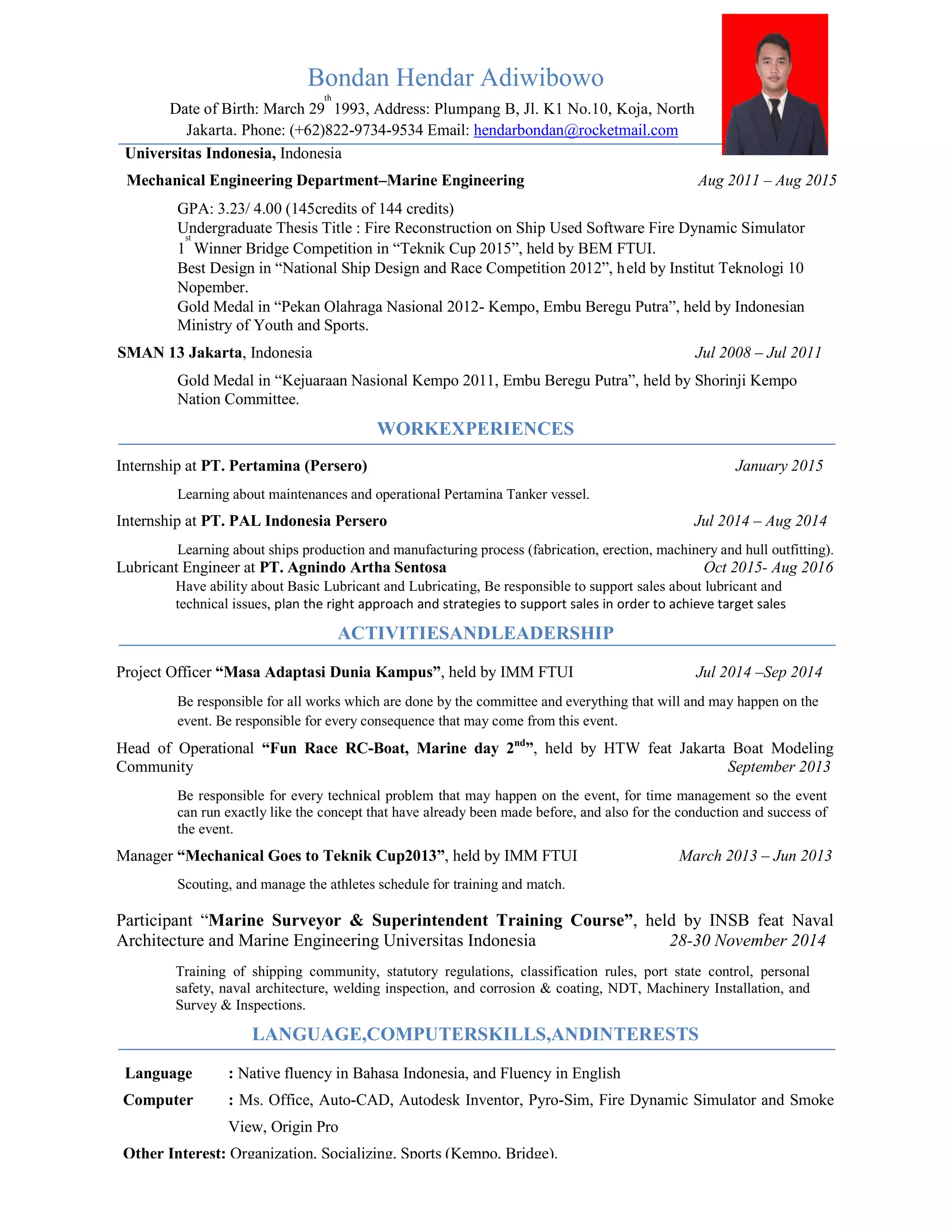 CV Bondan | PDF | Sports